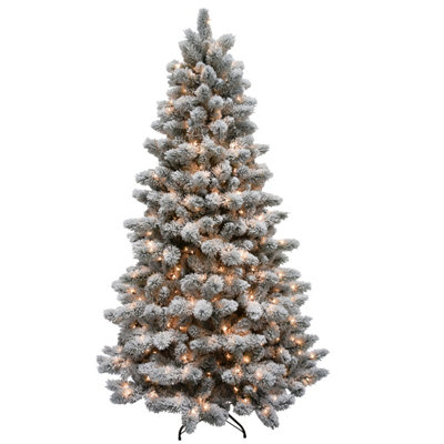 7.5' Snowy Smithfield Tree 500 Warm White LED Lights Hinged Tree | DIY ...