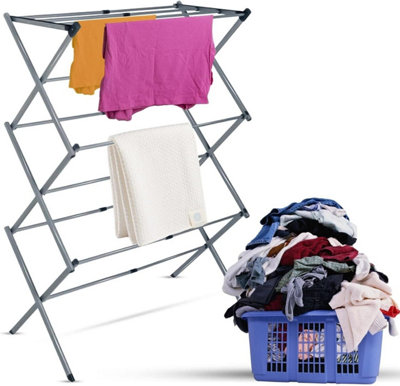 7.5m Extendable Clothes Horse Airer Grey Folding Indoor Dryer Compact ...