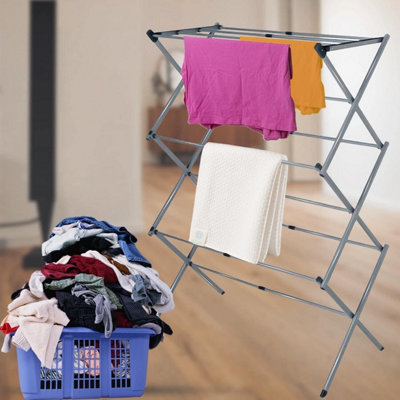 7.5m Extendable Clothes Horse Airer Grey Folding Indoor Dryer Compact ...