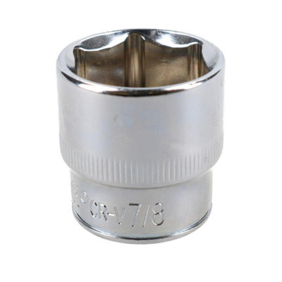 7/8" Imperial 6 Point 3/8" Drive Shallow Socket SAE AF Chrome Vanadium ...