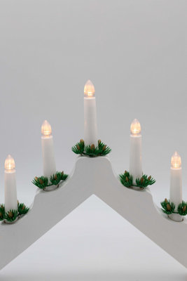 7 Bulb Wooden Candle Bridge Arch- White