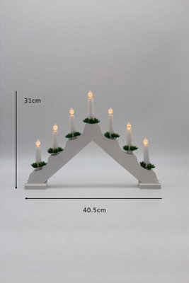7 Bulb Wooden Candle Bridge Arch- White