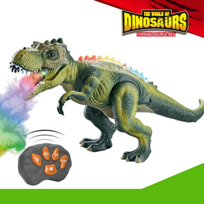 7 Color LED Mist Spray Remote Control Dinosaur T-Rex Kids Toy