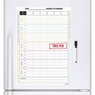 7 Day Magnetic Family Planner Fridge Board Planner Chart Six People ...