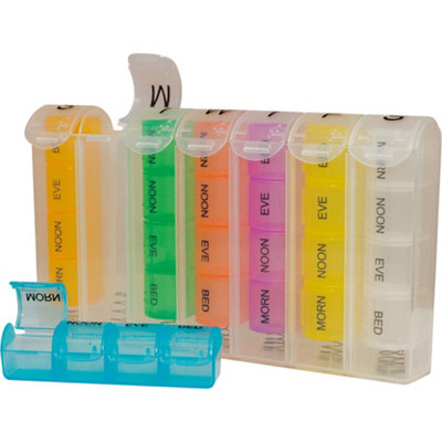 7 Day Pill Organizer with 4 Compartments - Easy Access Flip Lid Storage Box