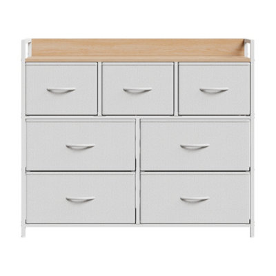 7-Drawer White Metal Frame Storage Cabinet Chest of Drawers