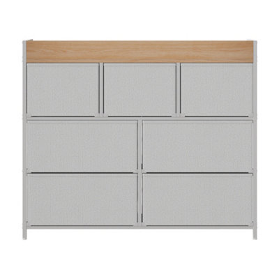 7-Drawer White Metal Frame Storage Cabinet Chest of Drawers