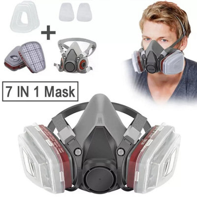 7-in-1 Reusable Half Face Respirator Mask Kit - Dust, Gas, Vapour ...