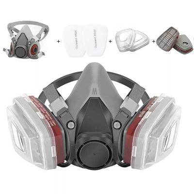 7-in-1 Reusable Half Face Respirator Mask Kit - Dust, Gas, Vapour ...