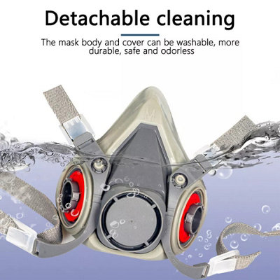 7-in-1 Reusable Half Face Respirator Mask Kit - Dust, Gas, Vapour ...
