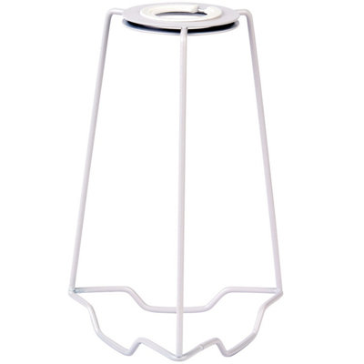 7" Lamp Shade Carrier Holder Fits 25mm Bulb Lamps White Steel Fixing ...