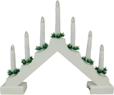 7 LED Wooden Christmas Candle Bridge Battery Operated Indoor Xmas ...
