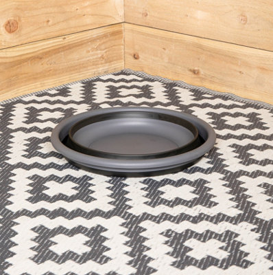 7 Litre Black and Grey Large Collapsible Camping Round Bowl