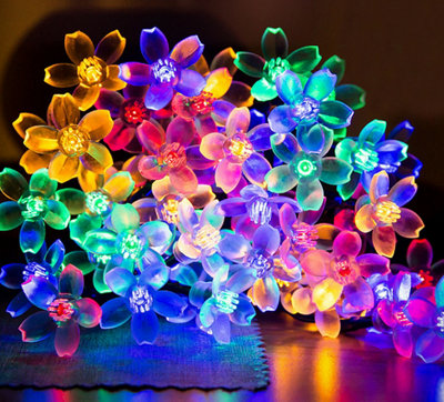 7 Metres 50 Lamps Colourful Sakura Solar Camping Light String | DIY at B&Q