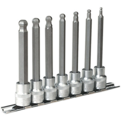 7 PACK Ball End Hex Socket Bit Set - 3/8" Square Drive - 3mm to 10mm ...