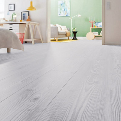 7 Pack Light Grey Wood Grain Vinyl Floor Tiles Self Adhesive and Waterproof