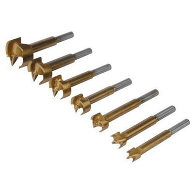 7 Pack Titanium Coated Forstner Bits - 12mm 35mm - Flat Bottom Hole Saw ...