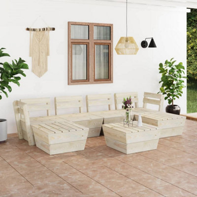 7 Piece Garden Pallet Lounge Set Impregnated Spruce Wood | DIY at B&Q