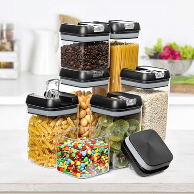 7-Piece Grey Airtight Food Container Set with Secure Snap Lids