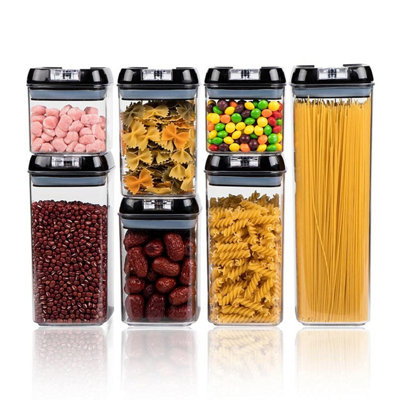 7 Piece Set Clear & Airtight Kitchen pantry Containers - Made From BPA ...