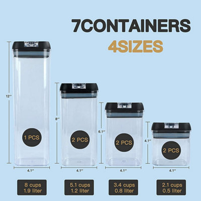 7 Piece Set Clear & Airtight Kitchen pantry Containers - Made From BPA ...