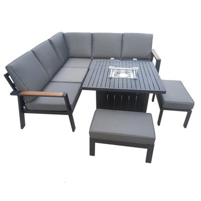 7 Seater Garden Furniture Set, Aluminium Patio Corner Sofa Set with ...