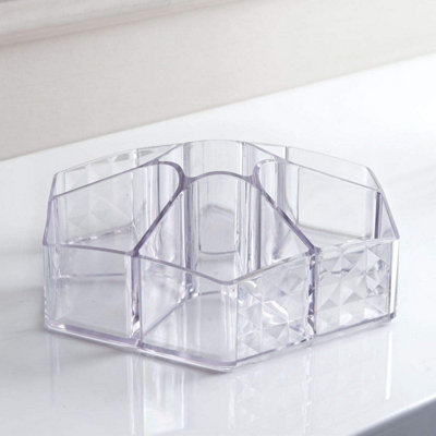 7 SECTION VANITY ORGANISER - CLEAR ACRYLIC COSMETIC MAKEUP DISPLAY BOX ...