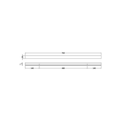 7 Shape Handle, 760mm (480mm Centres) - Chrome
