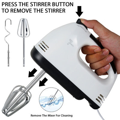 7 Speed Electric Hand Mixer with Dough Hooks & Whisk Attachments