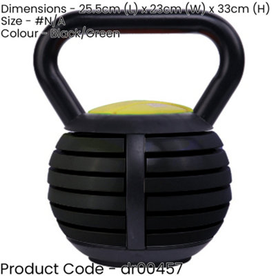 7 Step Weight Adjustable Kettlebell - BLACK - Lock & Lift 4.5KG to 18KG ...
