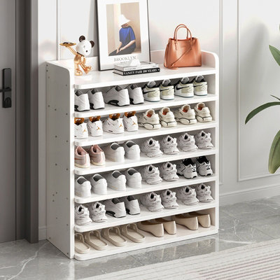 7 Tier Sturdy Load-Bearing MDF Shoe Rack for 28 Pairs of Shoes