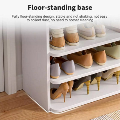 7 Tier White Wooden Hallway Shoe Rack Open Shelves Shoe Cabinet Storage ...