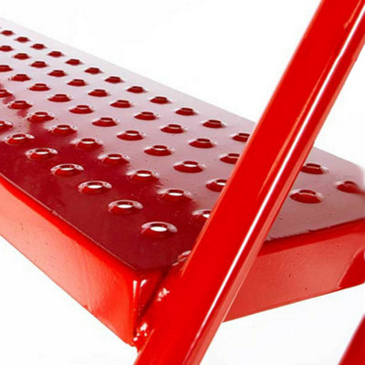 7 Tread Heavy Duty Mobile Warehouse Ladder with Punched Treads for ...