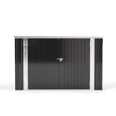 7 x 3 ft Metal Pent Garden Bike Bicycle Storage Shed Bike Store Outdoor Bike Storage Charcoal Black