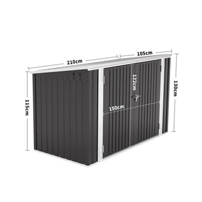 7 x 3 ft Metal Pent Garden Bike Bicycle Storage Shed Bike Store Outdoor ...