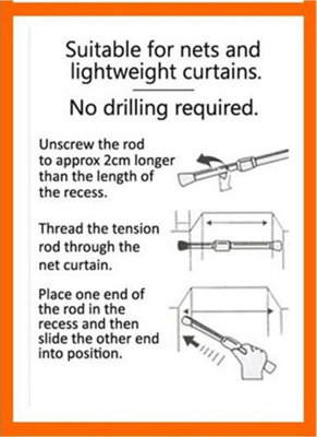 70-120cm White Extendable Spring Loaded Tension Rod - Net & Voile Rod