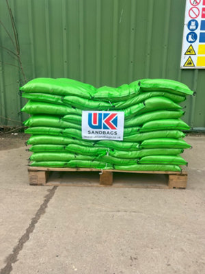 70 Filled green polypropylene sandbags