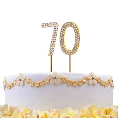 70 Gold Diamond Sparkley Cake Topper Number Year For Birthday ...