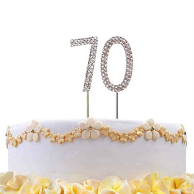 70 Silver Diamond Sparkley CakeTopper Number Year For Birthday ...