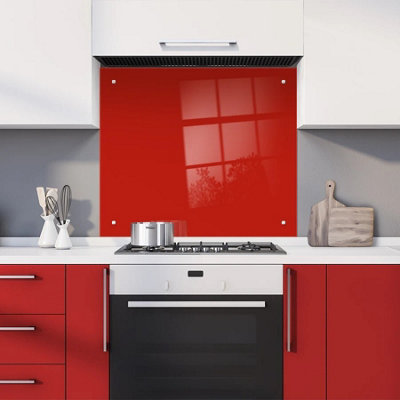 70 x 90cm Red Glass Kitchen Splashback Splatter Screen Pre Drilled ...