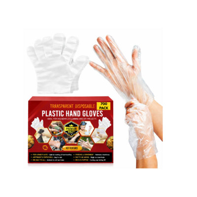 700 Disposable Plastic Gloves Food Safe Clear Polyethylene for Kitchen ...