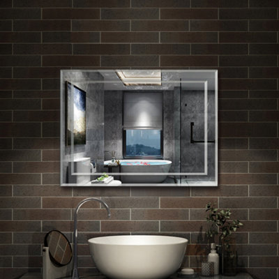 700x500mm Rectangular Bathroom Wall Mirror Bathroom Mirrors Bevelled ...