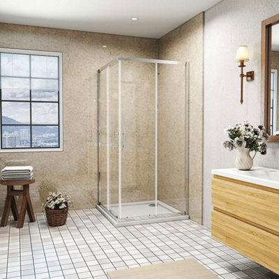 700X700X1850MM CORNER ENTRY SHOWER ENCLOSURE+700X700MM STONE TRAY