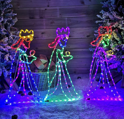 70cm 360 LED Multicoloured Indoor Outdoor Christmas Nativity Three Wise ...