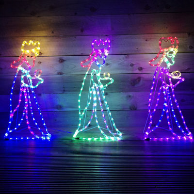70cm 360 LED Multicoloured Indoor Outdoor Christmas Nativity Three Wise ...