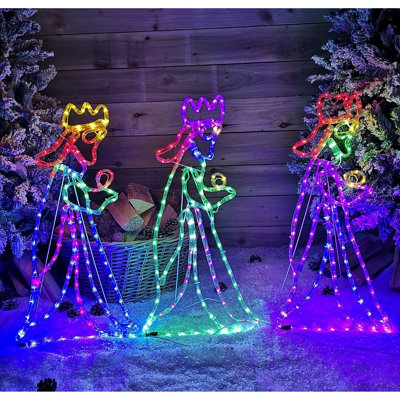 70cm 360 LED Multicoloured Indoor Outdoor Christmas Nativity Three Wise ...