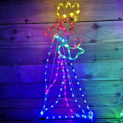 70cm 360 LED Multicoloured Indoor Outdoor Christmas Nativity Three Wise ...