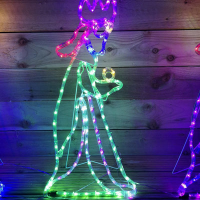 70cm 360 LED Multicoloured Indoor Outdoor Christmas Nativity Three Wise ...