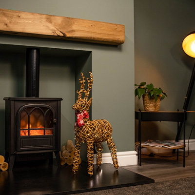 70cm Battery Operated Light up Brown Christmas Reindeer with 80 Warm ...