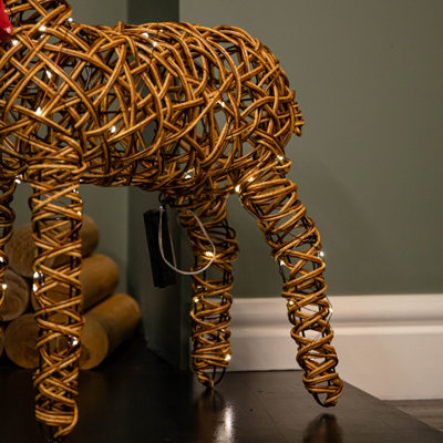 70cm Battery Operated Light up Brown Christmas Reindeer with 80 Warm ...